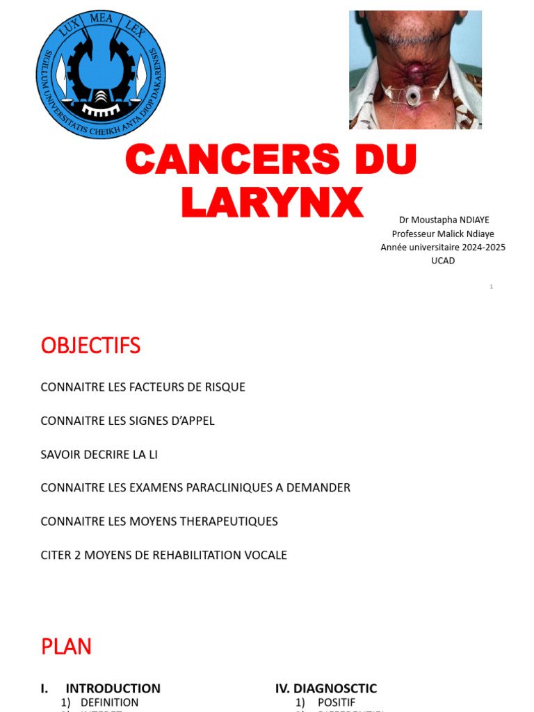 Cancers Du Larync 6e Année UCAD - Copie | PDF | Maladies et troubles | Spécialités médicales