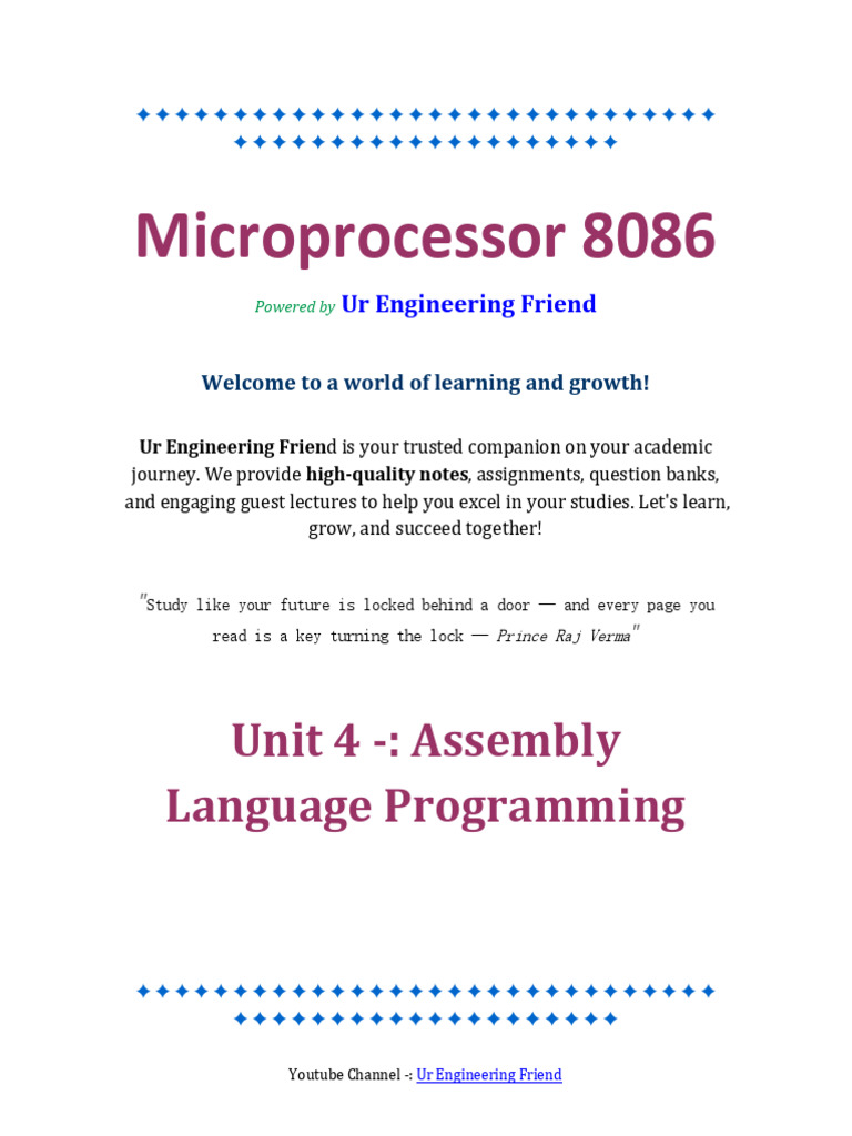 8086 Assembly Language Overview | PDF | Java (Programming Language ...