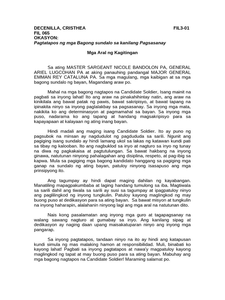 Talumpati DECENILLa | PDF