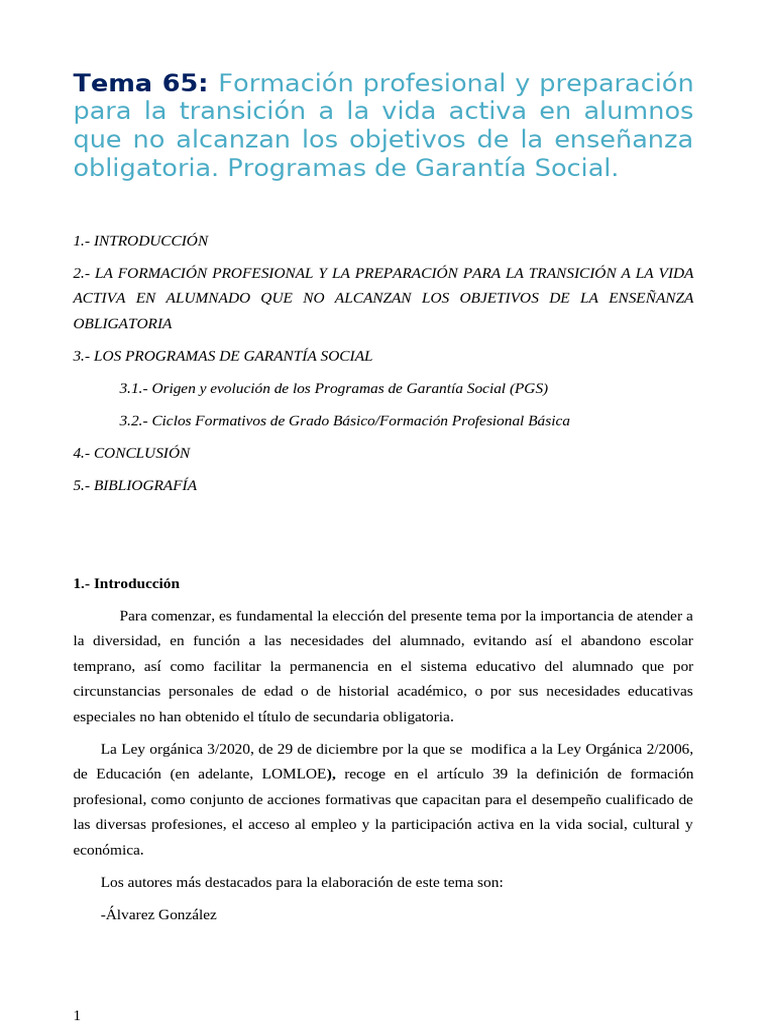 Tema 65 La Rioja | PDF | Evaluación | Educación vocacional