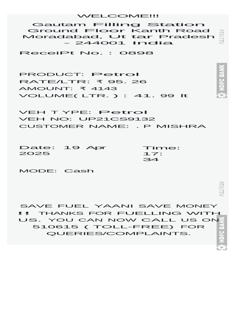 Fuel Bill Template 3 | PDF