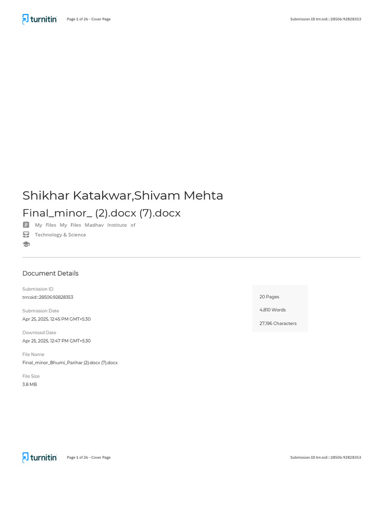 Final Minor Bhumi Parihar PDF | PDF | Publishing | Written Communication