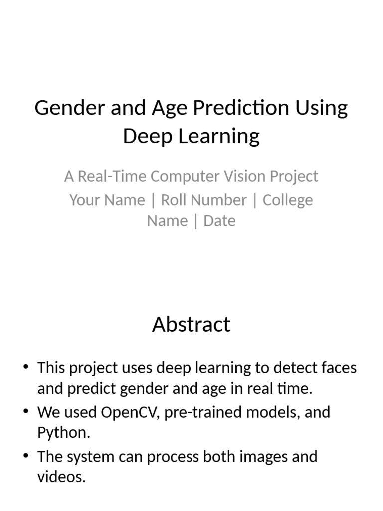 Gender Age Prediction Presentation | PDF
