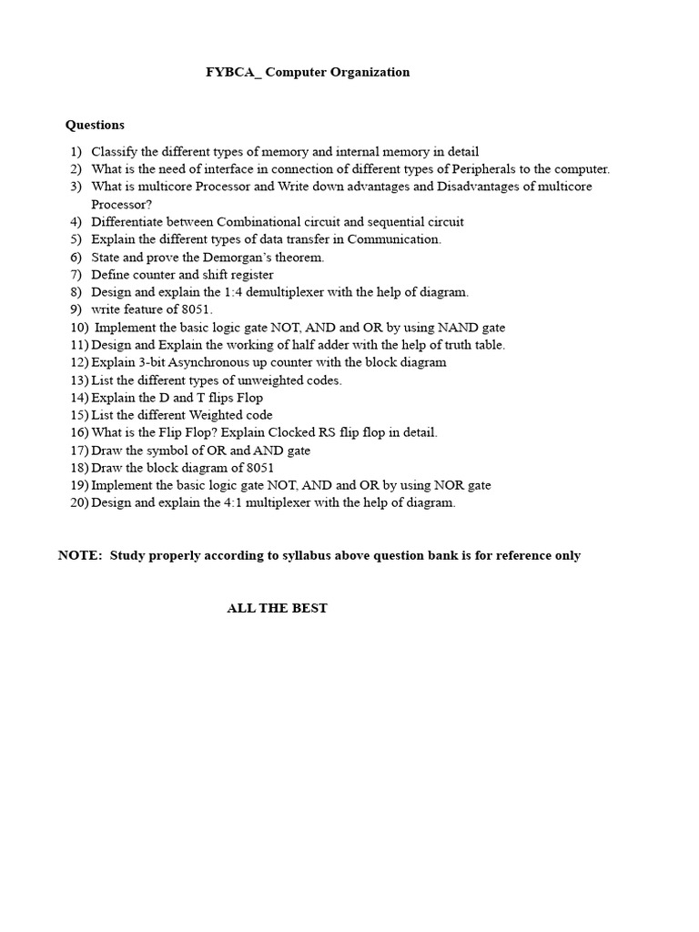 QB Computer Orgnization Fybca | PDF