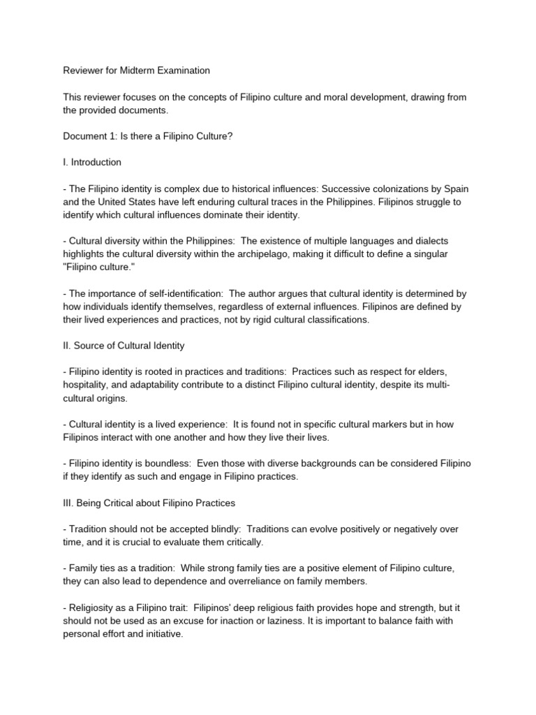 Reviewer for Ethics midterms | PDF | Identity (Social Science) | Philippines