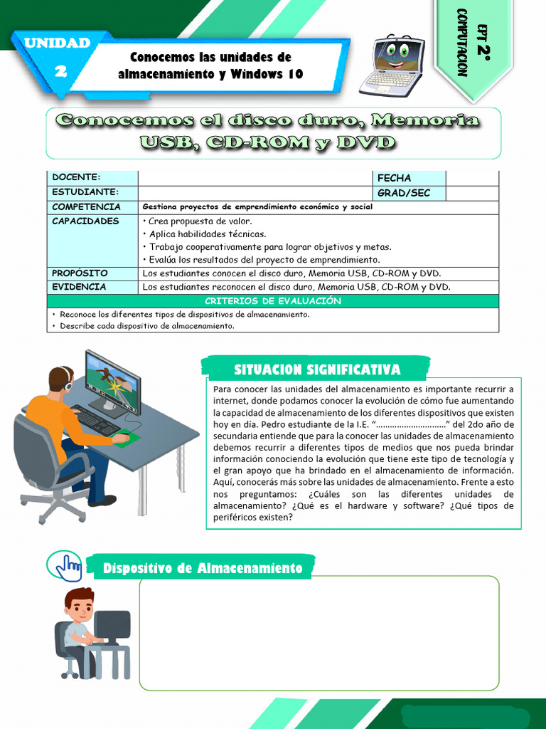 Ficha de Actividad Ept 2° Unidad 2 - Semana 1 | PDF | Hardware de la computadora ...