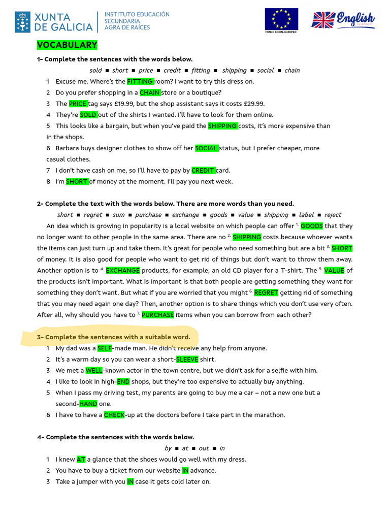 Unit 3 - Extra GV Exercises Answer Key | PDF | Billboard