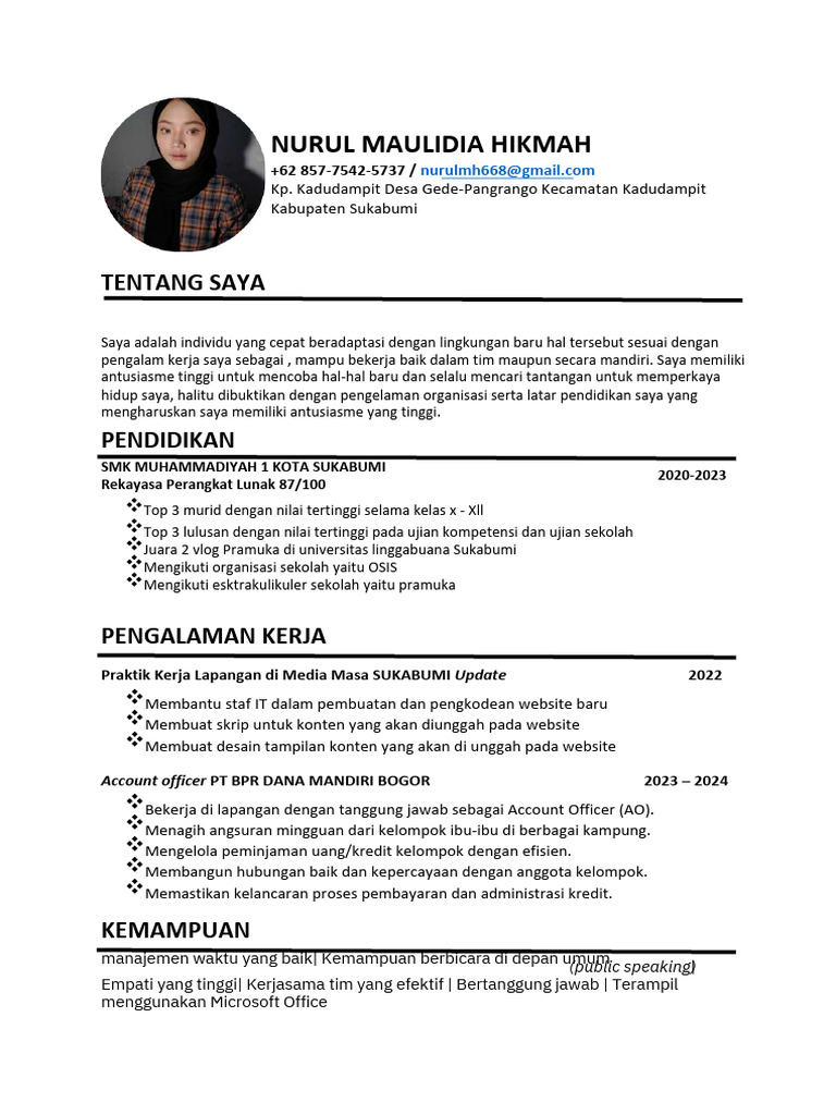 CV - NURUL MAULIDIA HIKMAH - PDF - 20240814 - 110910 - 0000 | PDF