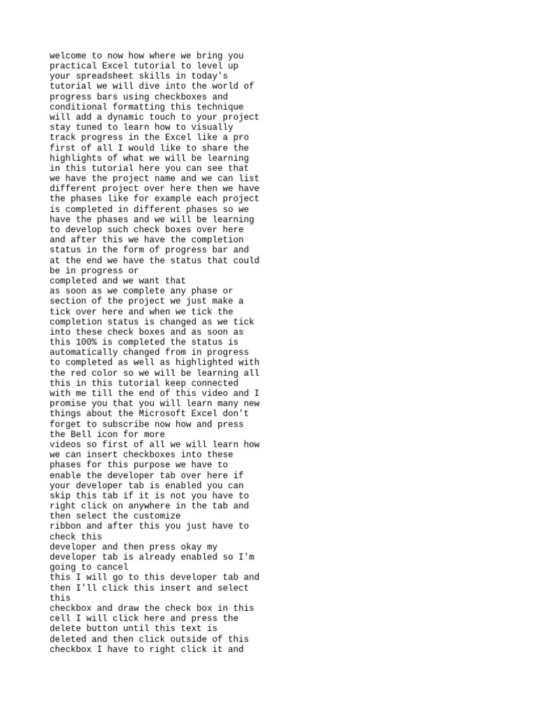 (English (Auto-Generated) ) Excel Tutorial - Dynamic Progress Bars With ...