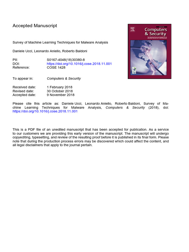 Survey Paper J.cose.2018.11.001 | PDF | Malware | Cluster Analysis