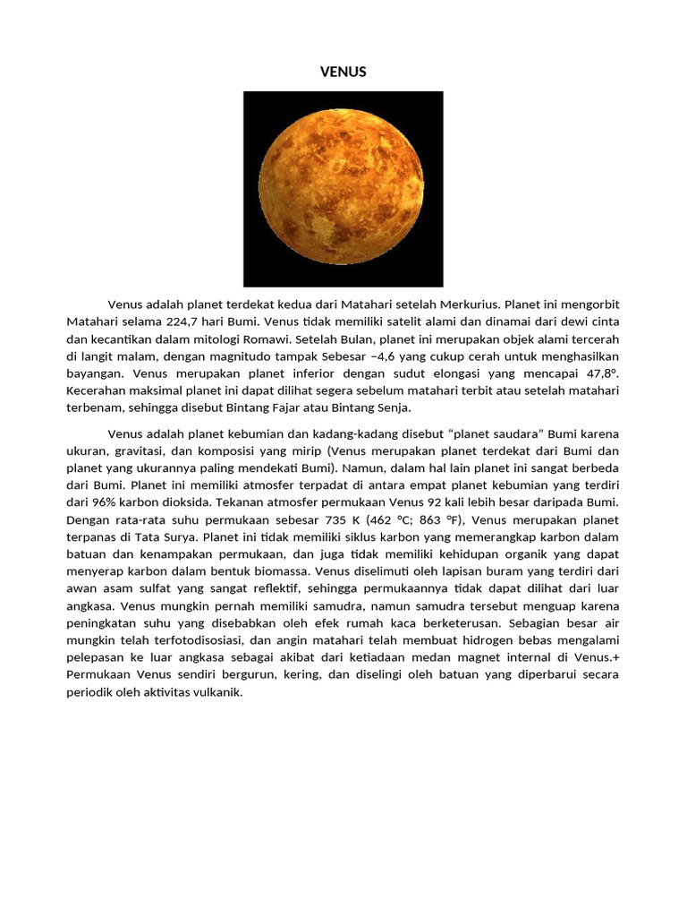 Perbandingan Venus dan Bumi | PDF