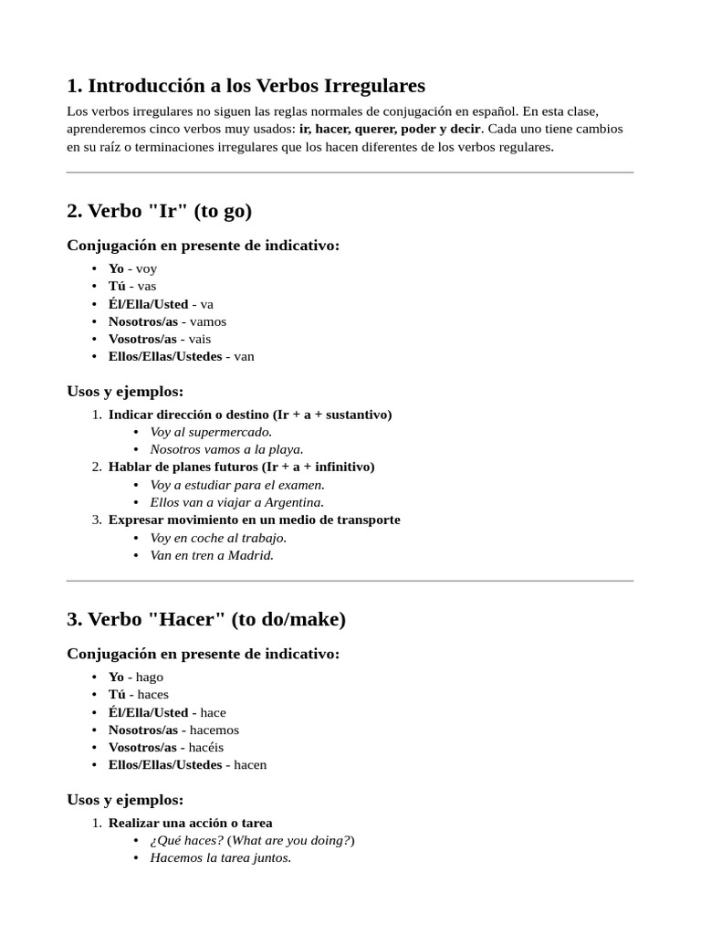 Verbos Irregulares | PDF | Verbo | Conjugación gramatical