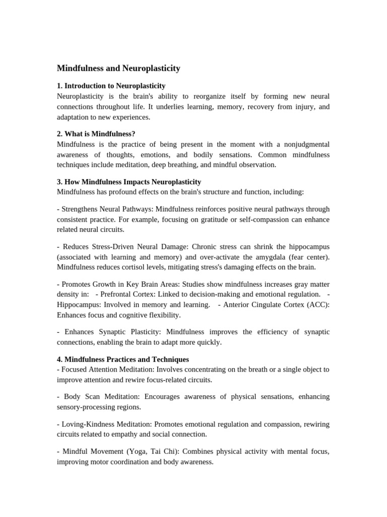 Mindfulness Enhancing Neuroplasticity | PDF | Neuroplasticity | Habits
