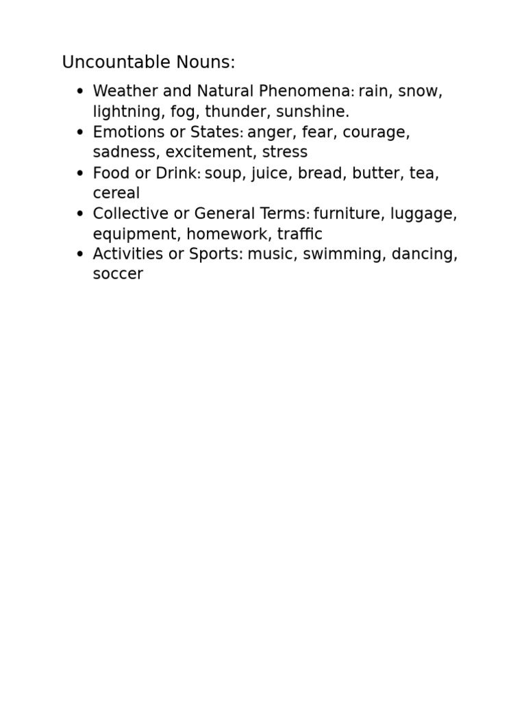 Uncountable Nouns | PDF