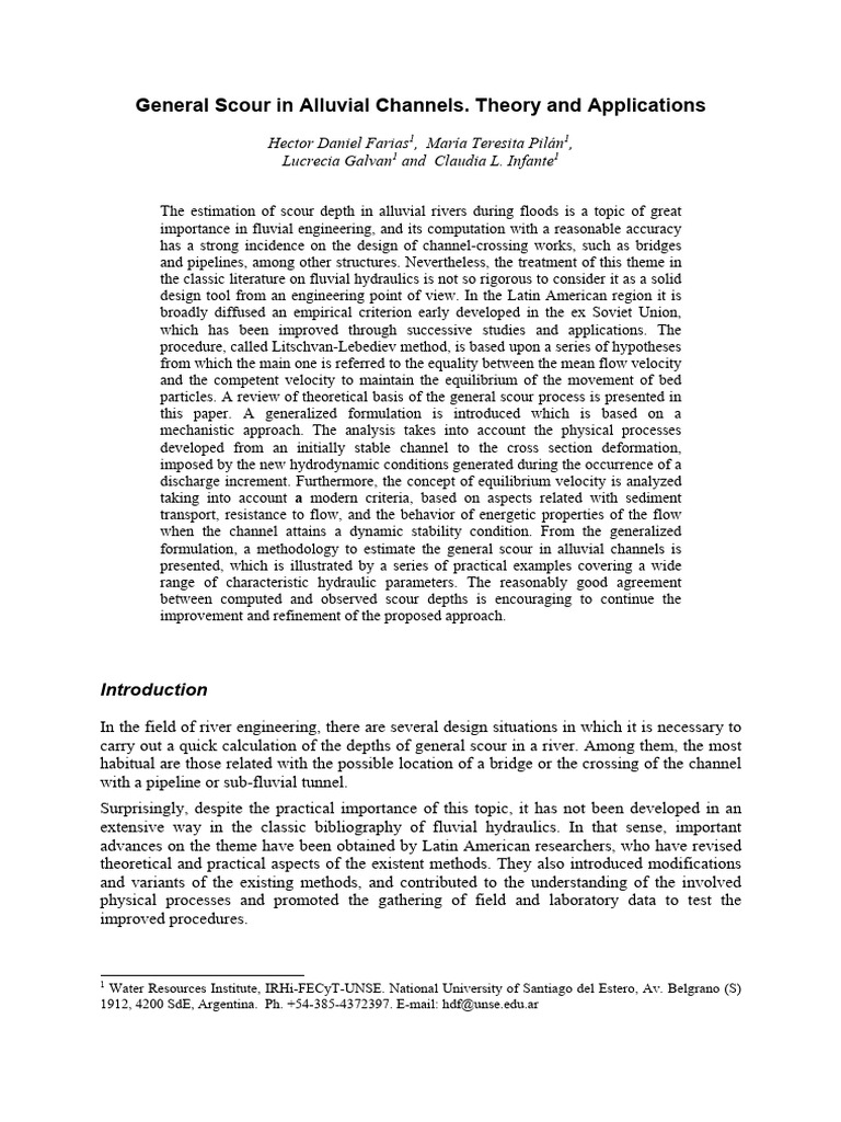 General Scour in Alluvial Channels Theor | PDF | Physical Geography ...