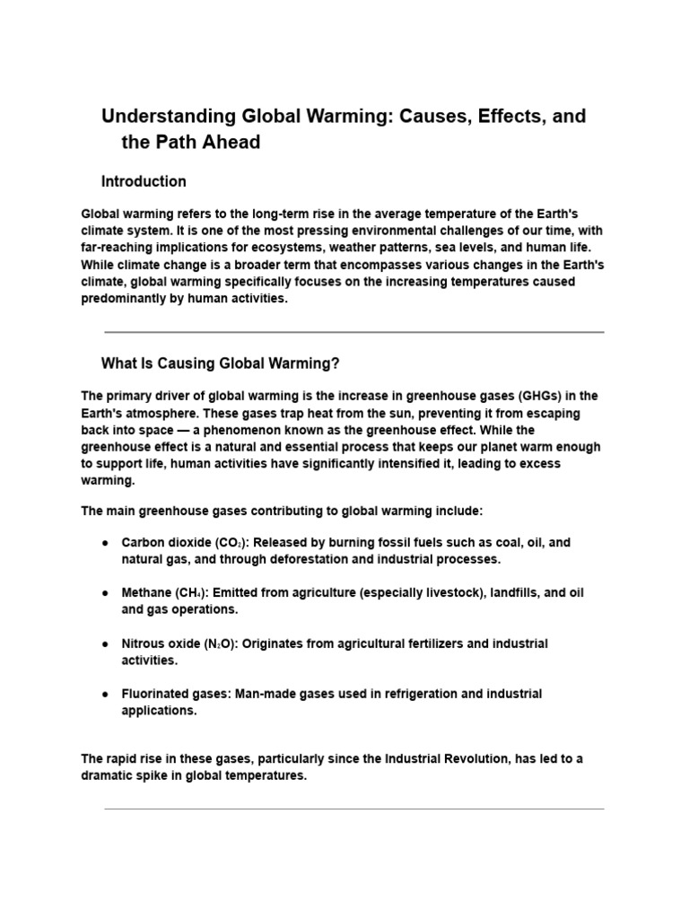 Understanding Global Warming - Causes, Effects, and The Path Ahead ...