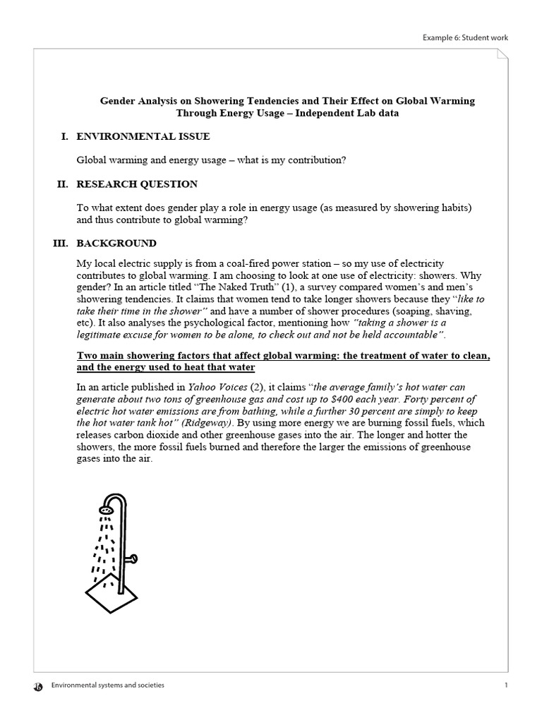 ESS Example 6 - Gender Analysis On Showering Tendencies and Their ...