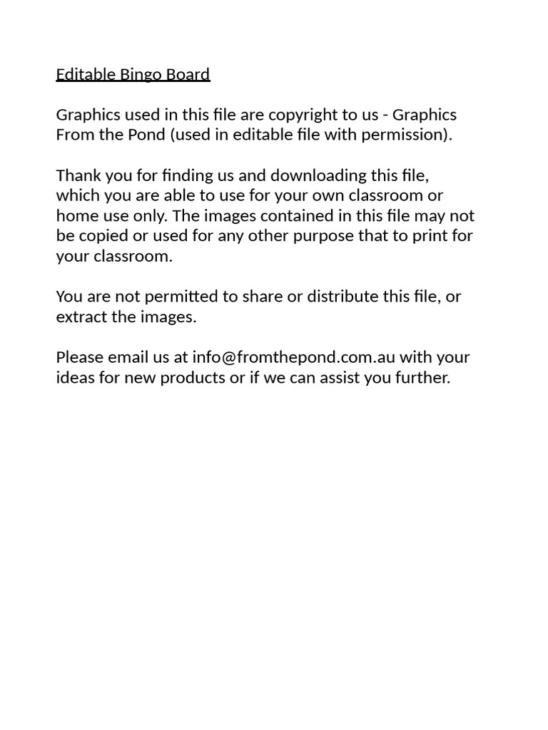 Editable Bingo Board | PDF