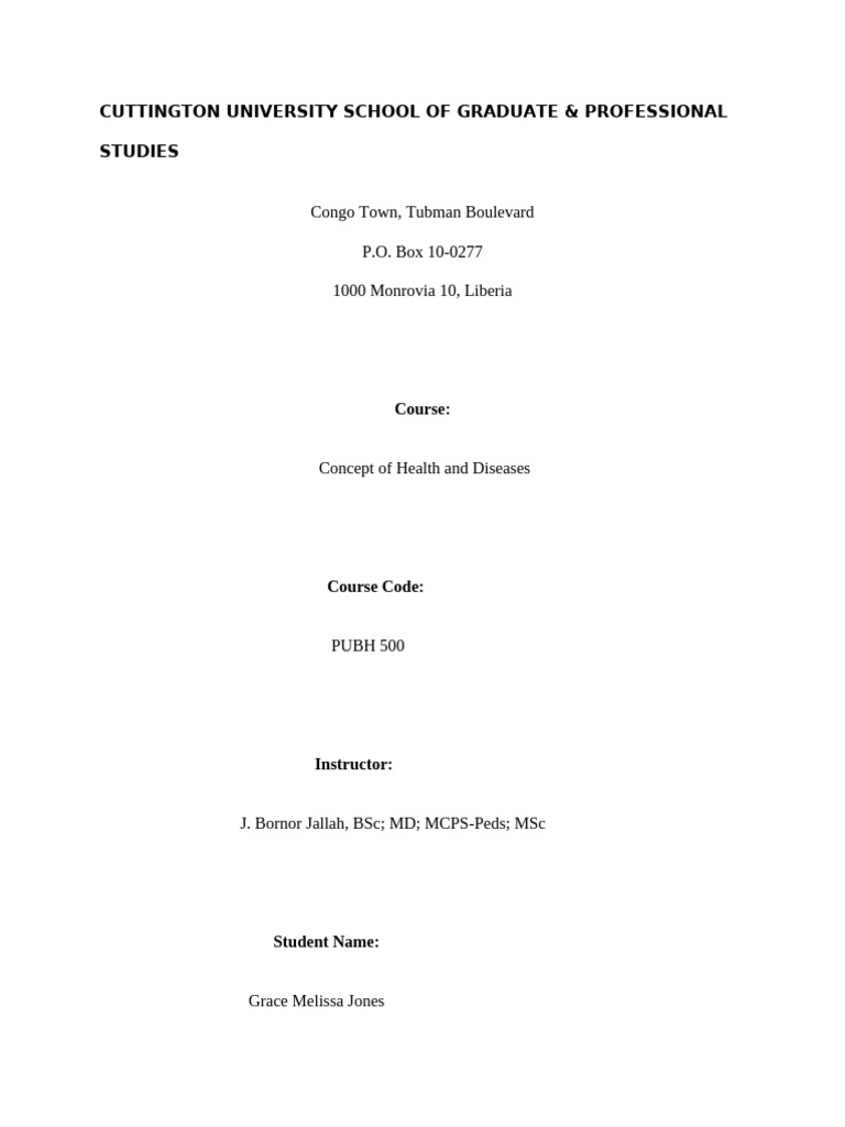 Concept of health and Diseases- Assignment #1 | PDF | Well Being | Psychological Resilience