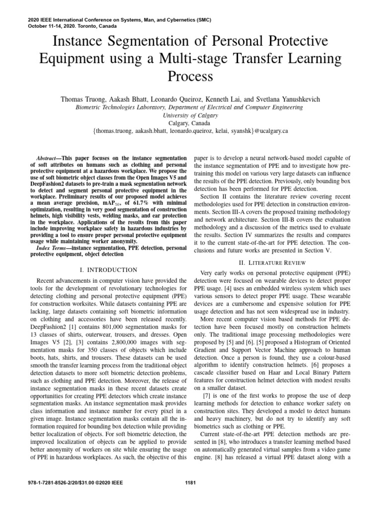 PPE Instance Segmentation via Transfer Learning | PDF | Image ...