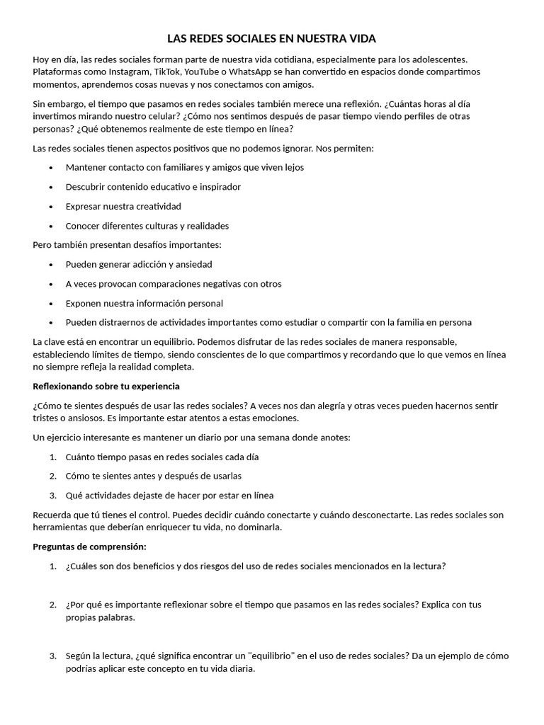 Lectura Segundo | PDF | Redes sociales | Cultura popular y estudios de ...