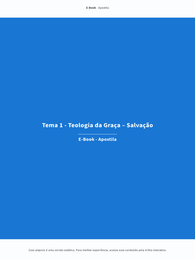 Tema 01 - Teologia Da Graça - Salvação | PDF