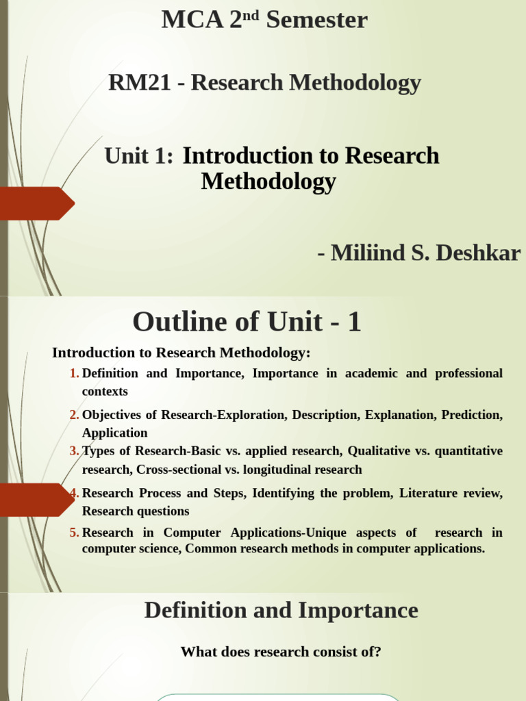 My PPT_RM_Unit 1_ 31Jan2025 | PDF | Methodology | Hypothesis
