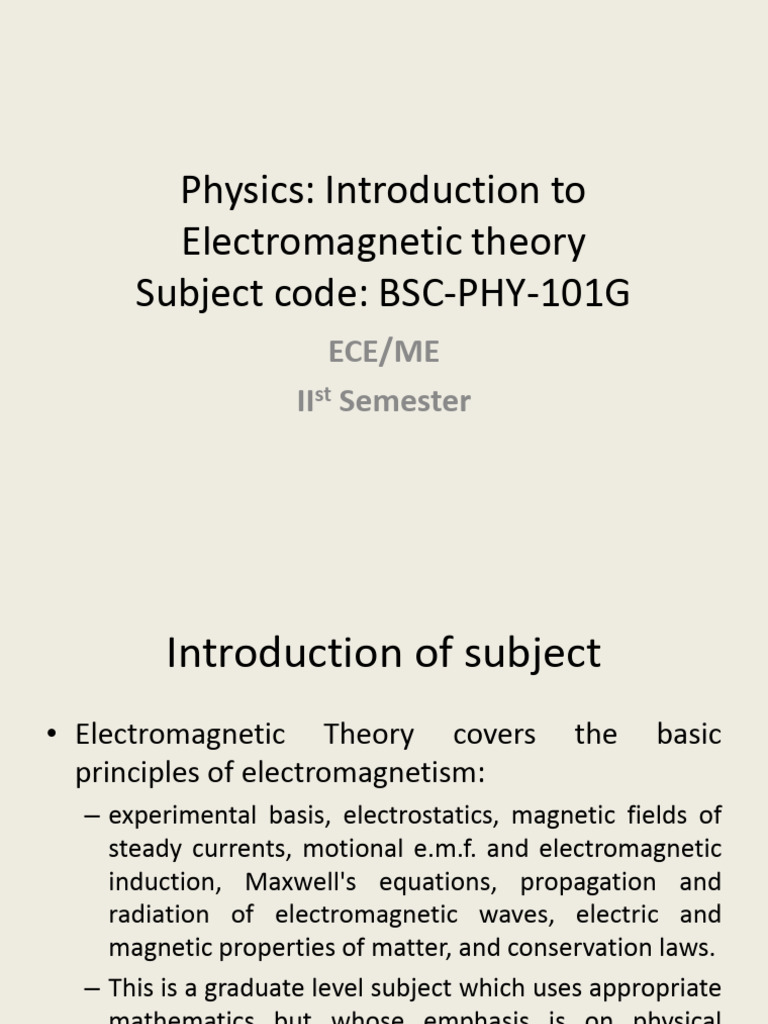 Unit1 15012019 | PDF | Magnetic Field | Electromagnetic Field