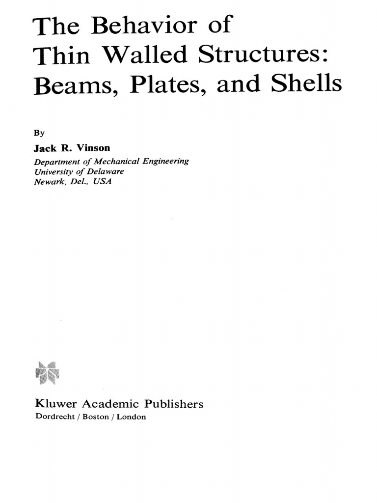 The Behavior of Thin Walled Structures | PDF