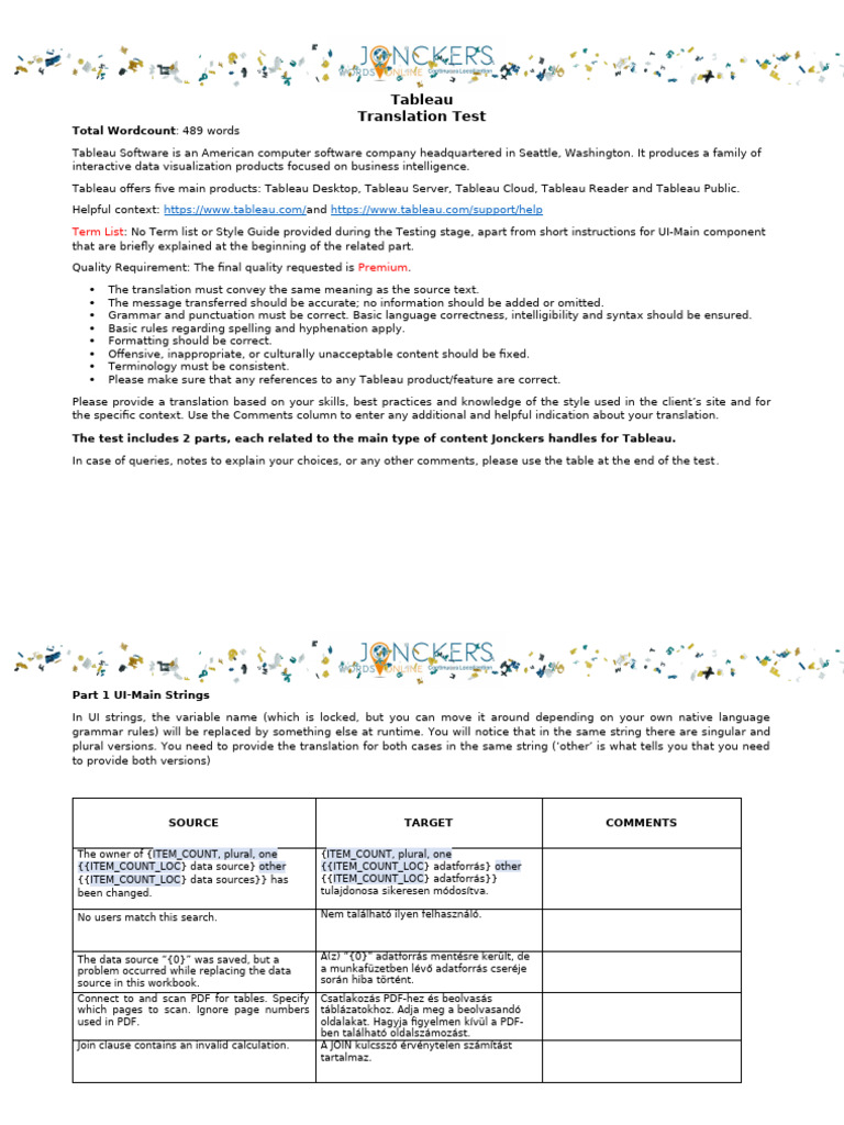 Tableau Translation Test v2 | PDF