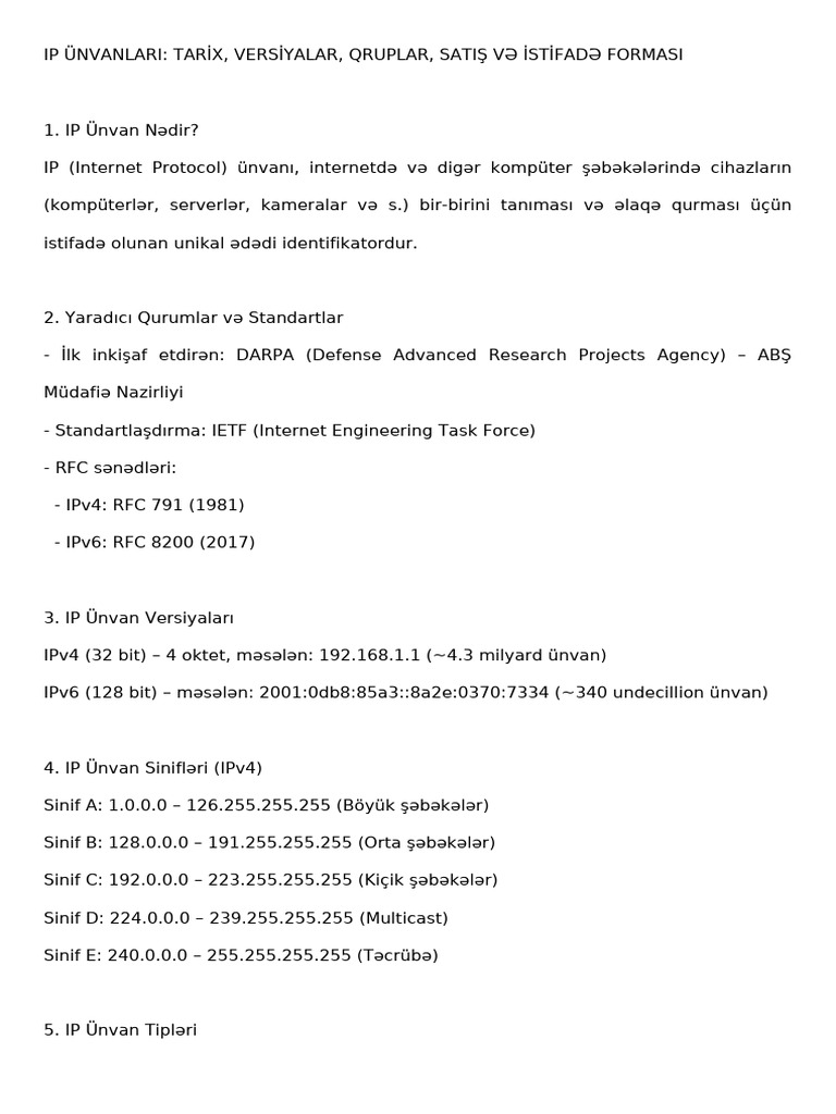 IP Unvanlari Melumat | PDF