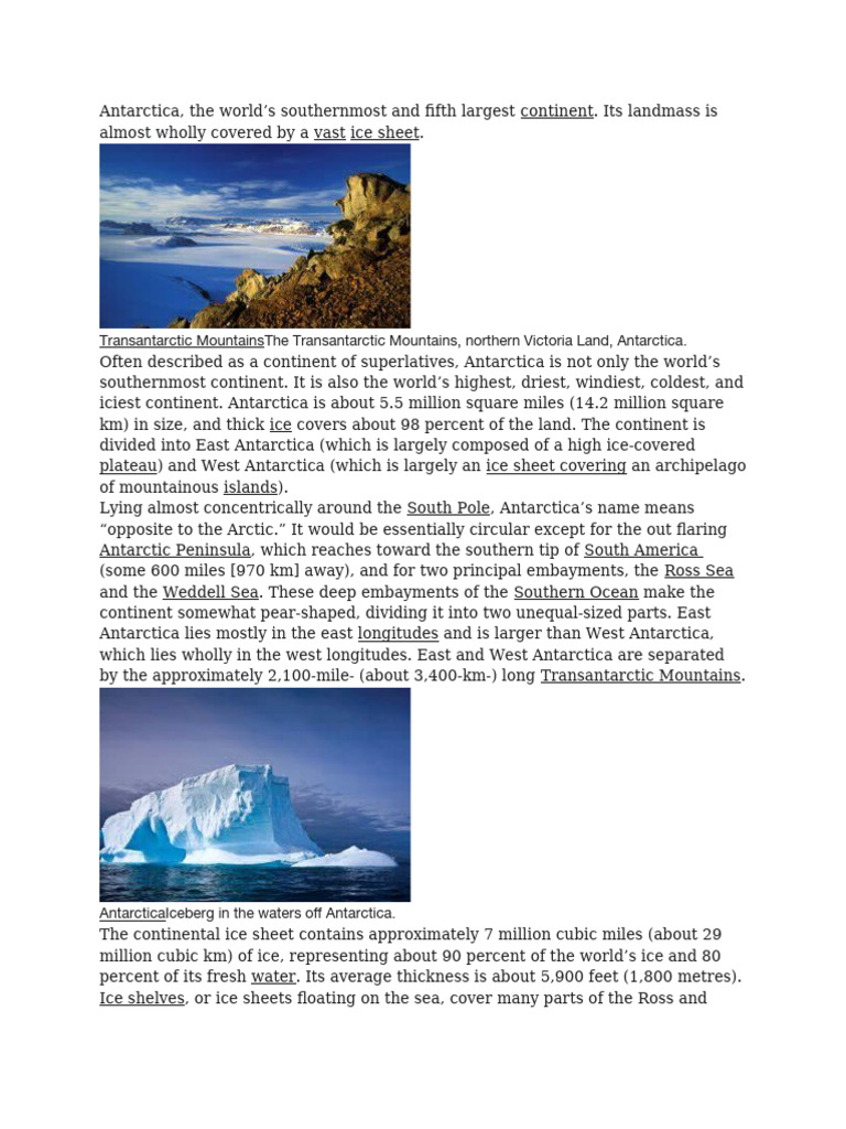 Antarctica, The World's Southernmost and Fifth Largest Continent | PDF ...