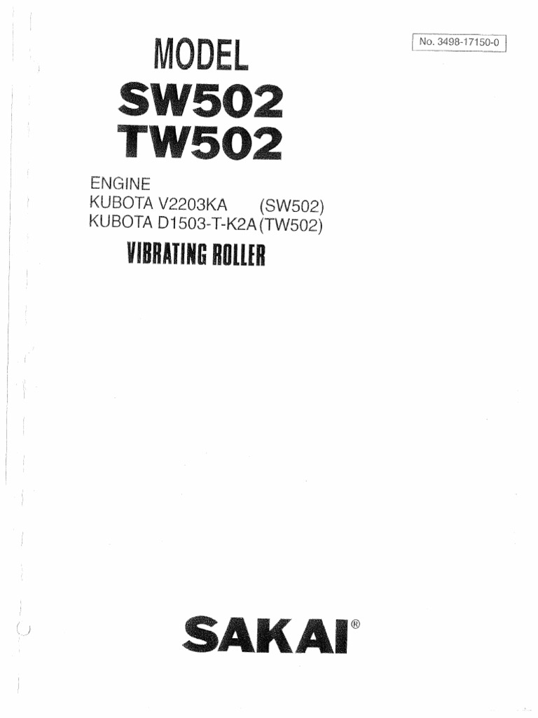 Sakai SW502 TW502 Parts Catalog | PDF
