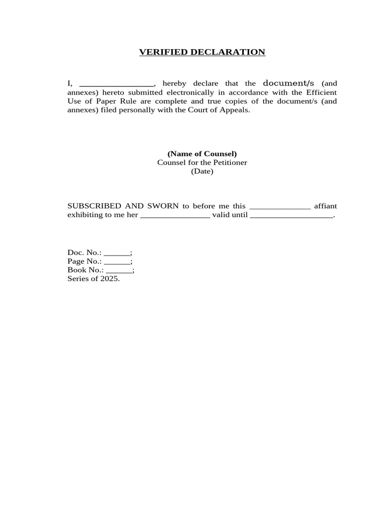 Verified Declaration | PDF