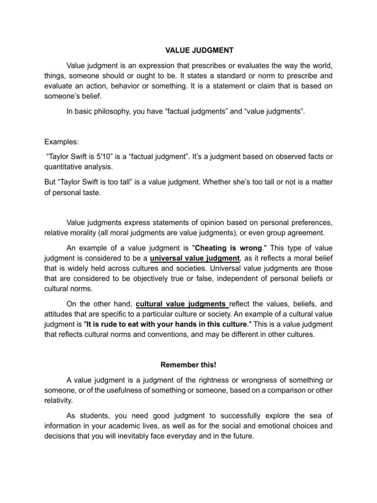 VALUE-JUDGMENT (2) | PDF