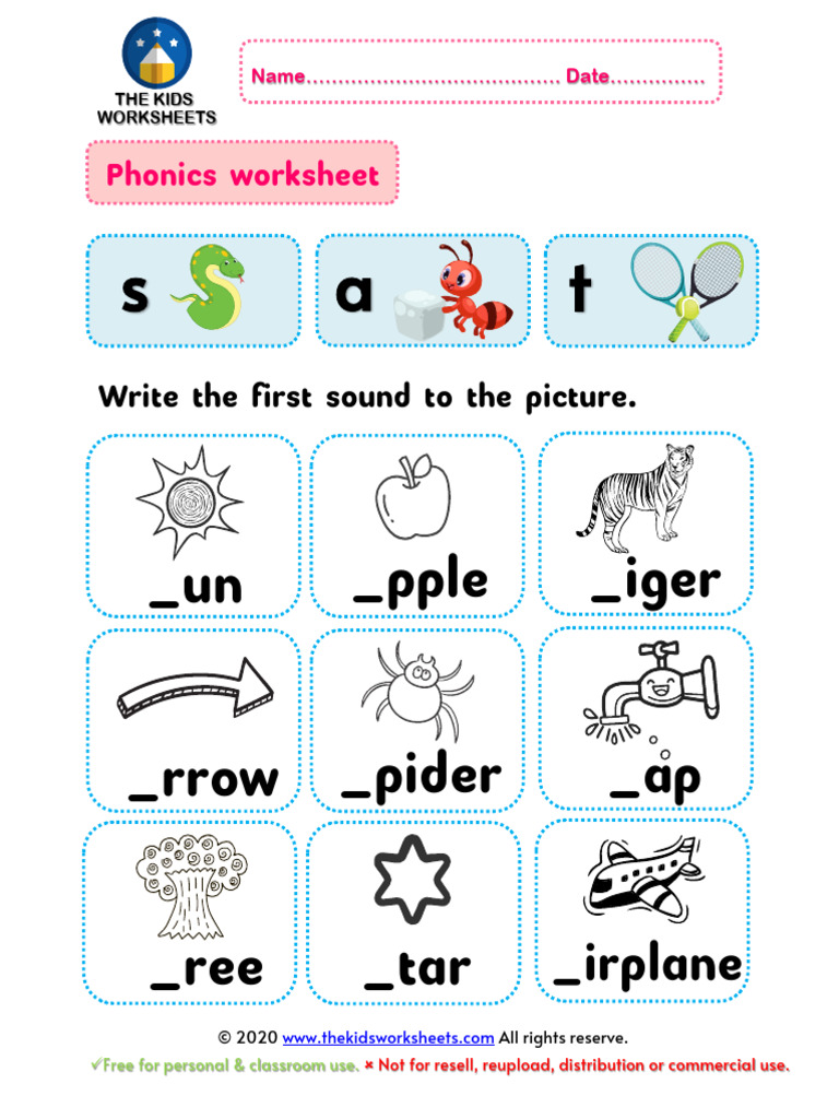 1THE-KIDS-WORKSHEETS-PHONICS-S_A_T-1 | PDF