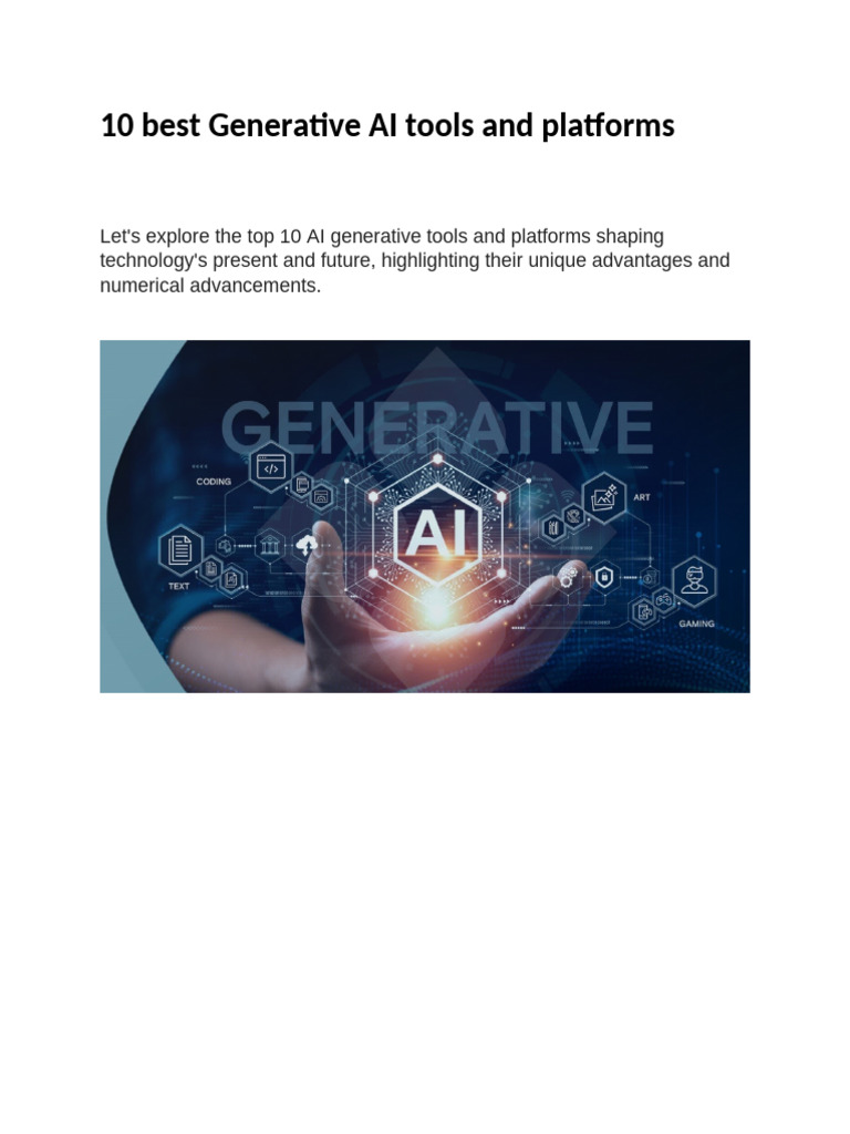 Top 10 Generative AI Tools & Platforms | PDF | Artificial Intelligence ...