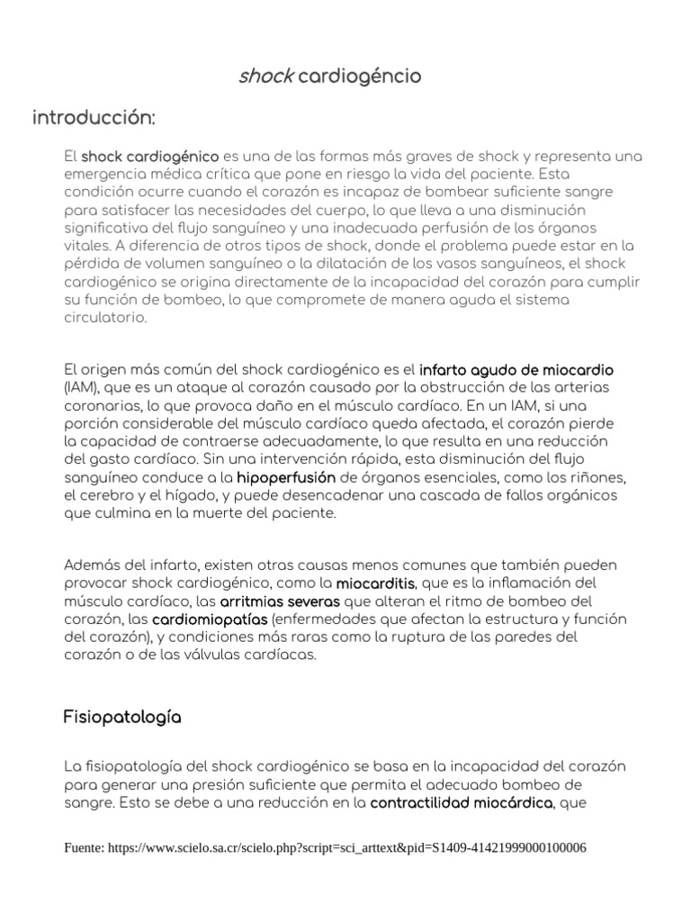 Shock Cardiogénico: Causas y Tratamiento | PDF | Corazón | Choque ...