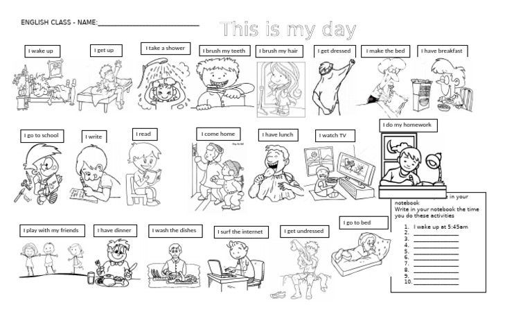 Daily Routines Color Cut and Paste Fun Activities Games Grammar Drills ...