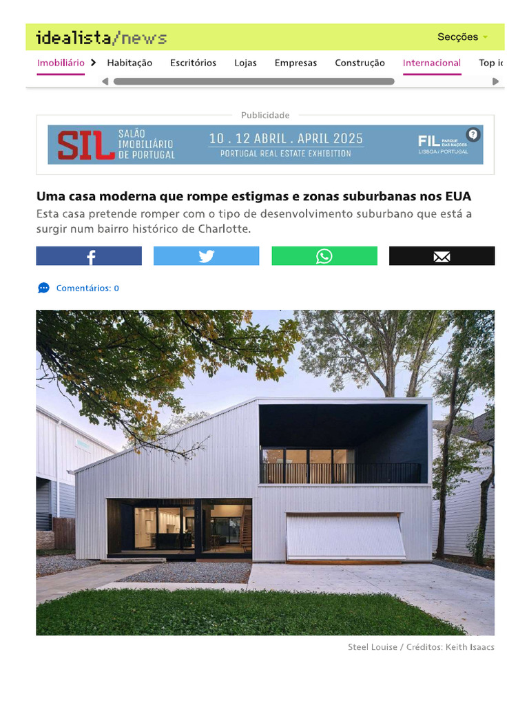 2025 - Uma Casa Moderna Que Rompe Estigmas e Zonas Suburbanas Nos EUA | PDF