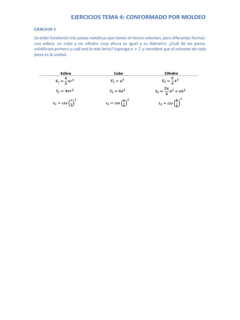 Tema 4 - Ejercicios T4 Moldeo | PDF