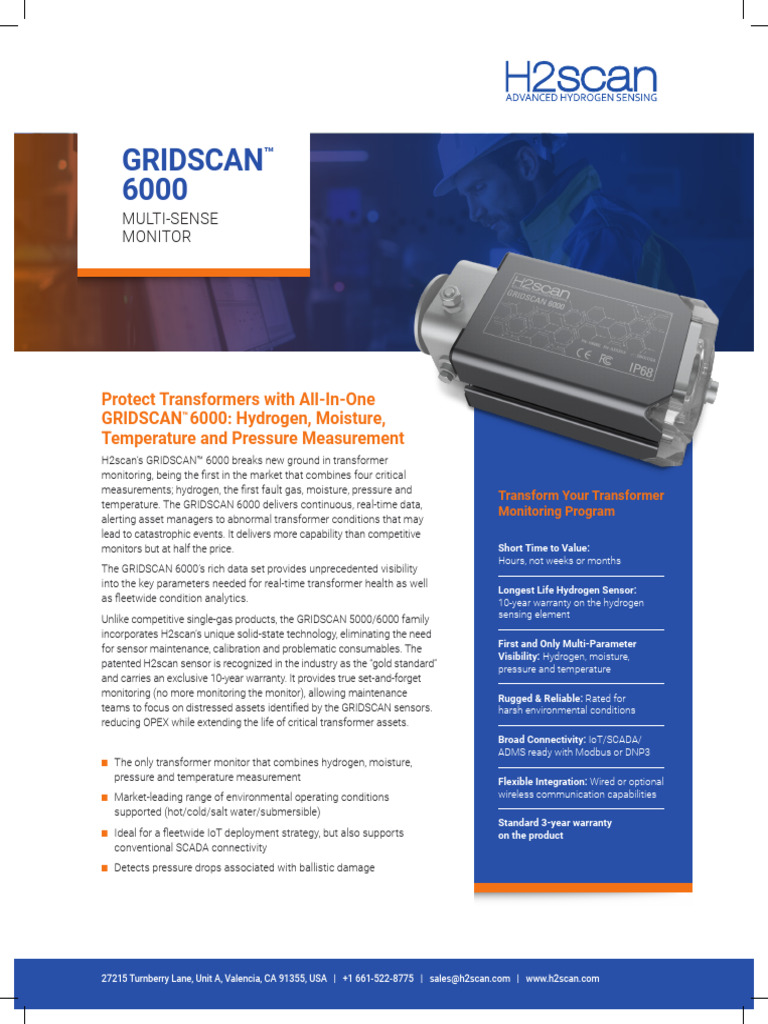 H2scan Gridscan6000 Datasheet v3 | PDF | Sensor | Transformer