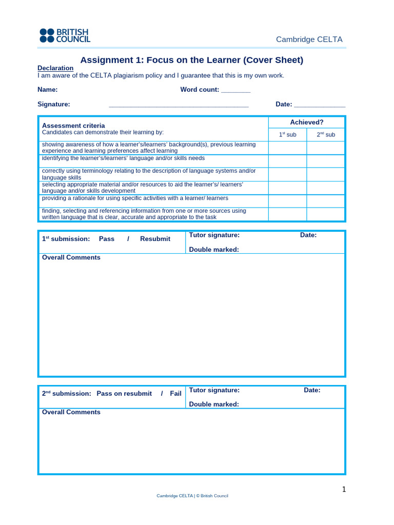 Assignment 1_Focus on the Learner _ 2025 | PDF | Learning | Linguistics