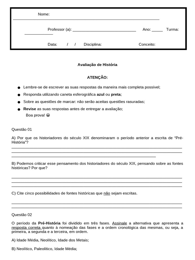 SUBSTITUTIVA_Avaliação I_6° ANO_HIST_1° TRI_ATIVO | PDF | Antigo Egito ...