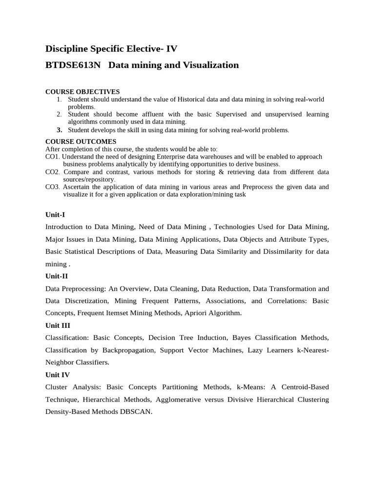 Data Mining Syllabus New | PDF | Cluster Analysis | Data