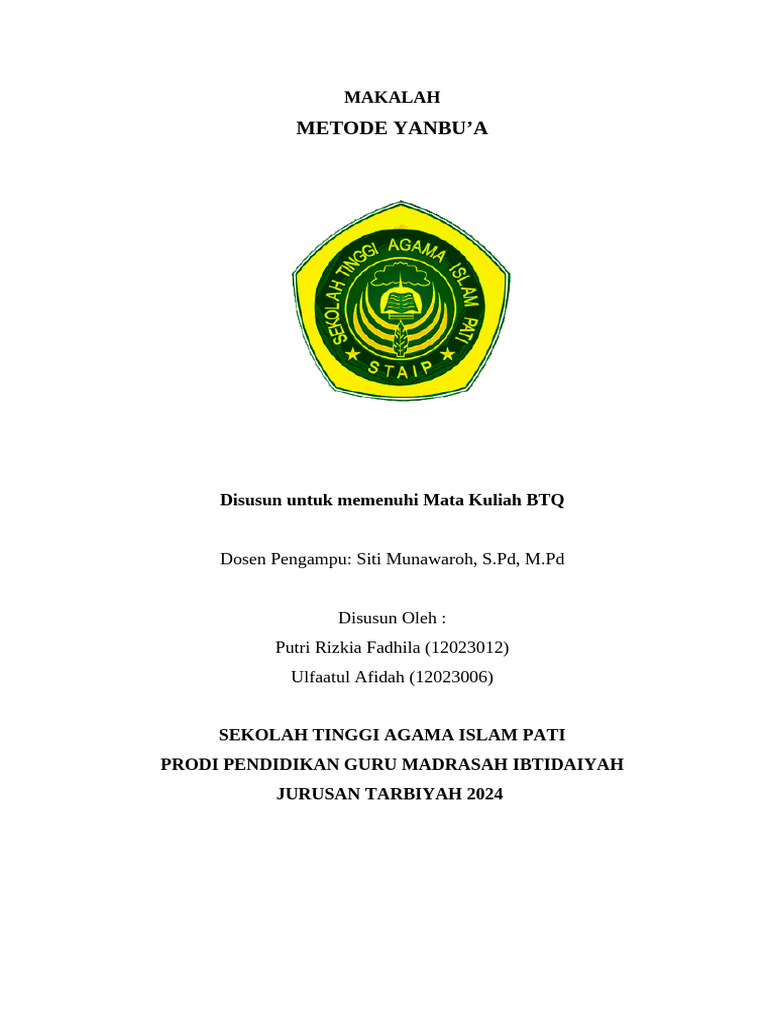Metode Yanbu’a untuk Pembelajaran Al-Qur’an | PDF