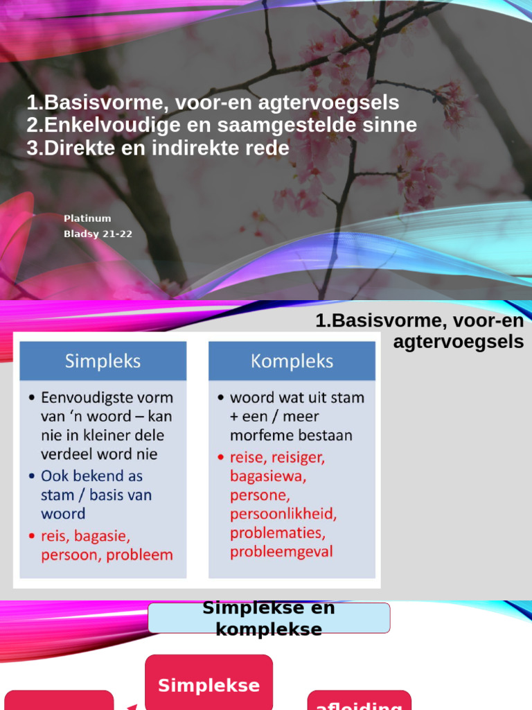 Week 3 en 4 Basisvorme, Sinne en Direkte en Indirekte Rede | PDF