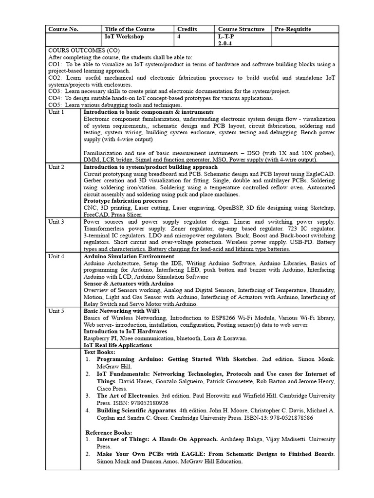Syllabus of IoT Workshop - 07 Nov 22 | PDF | Printed Circuit Board ...