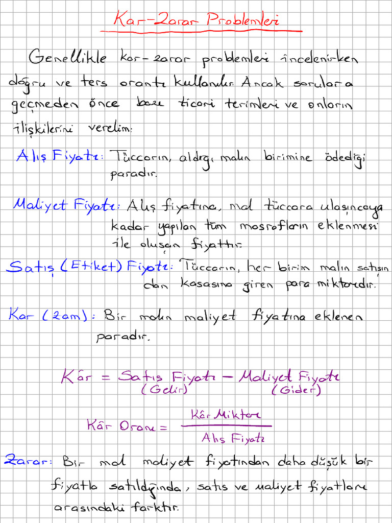 12- Kar Zarar Problemleri | PDF