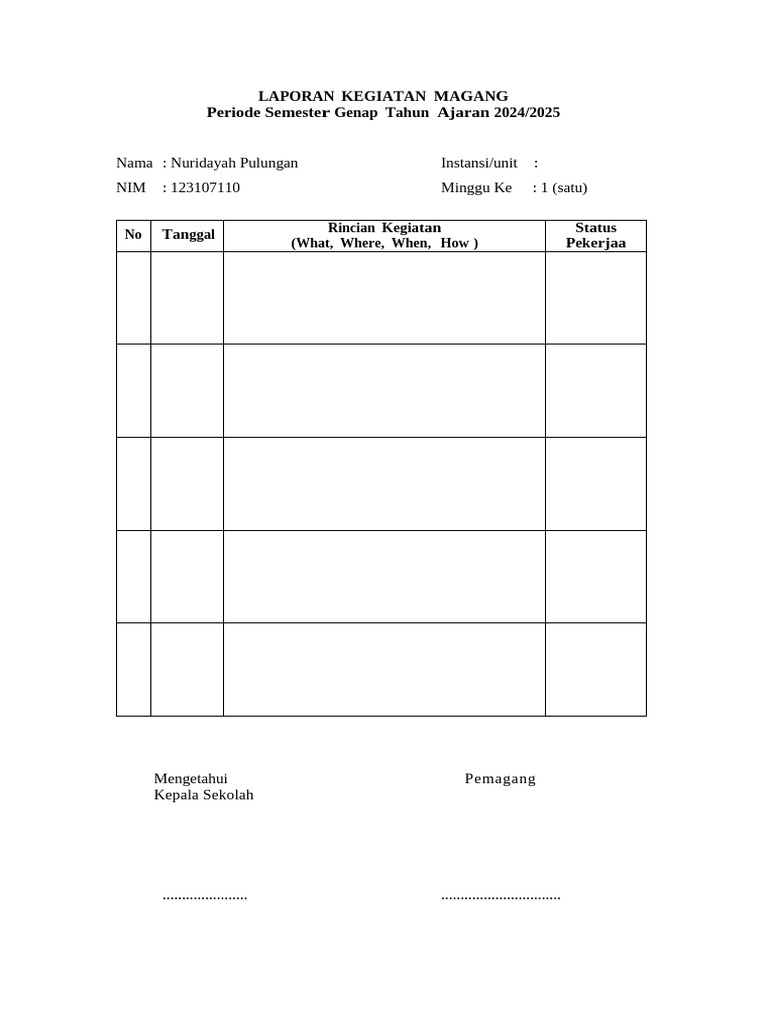 Laporan Kegiatan Magang | PDF